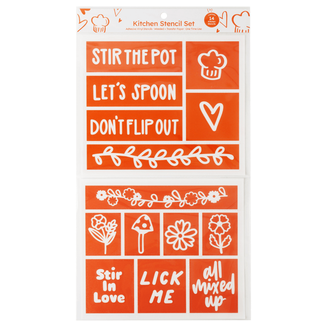 Kitchen Stencil Pack - removable vinyl, weeded, precut with transfer ...