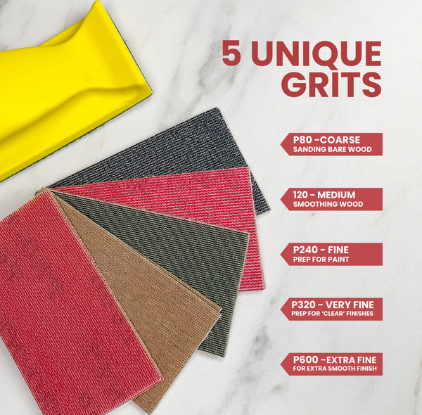 Reusable Mesh Hand Sanding Kit With 5 Grits 16 pcs - Scorch Marker
